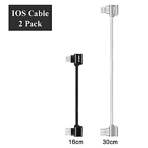STARTRC Lightning Data Cable to USB-C Cables MFI Certified for DJI Neo/Mini 4K/Mini 3 Pro/Mini 2/Air 2S/Mavic Air 2/Mavic 3 Accessories,11.8in and 6.3in RC Remote Cotroller OTG Extension Cable(2 Pack)