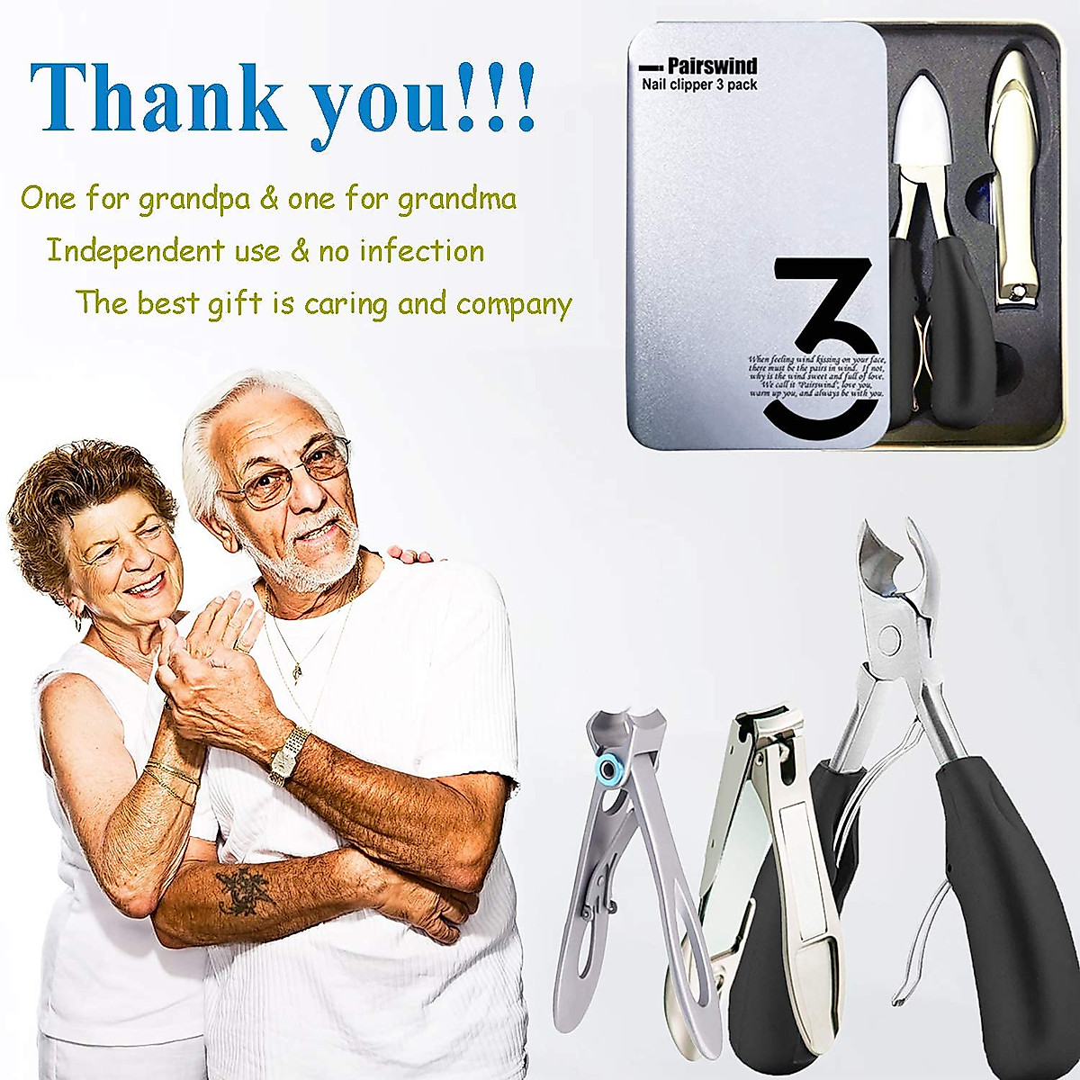 Thick Toenail Clippers, Mens Nail Clippers for Large Big Thick Nail and Toenail Senior Nail Clippers with Easy Grip Rubber Handle for Podiatrist/ Ingrown/ Seniors/ Adult