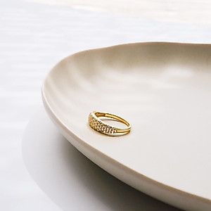 espere Pave Dome Ring | Pavé Zirconia Thin Dôme Ring | Gold Dome Band Ring | Pave Chunky Statement Ring [Size 7]