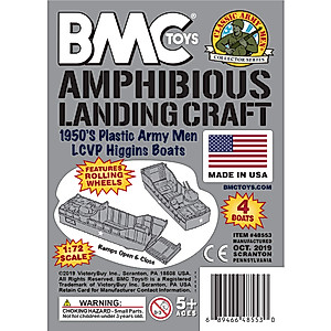 BMC Classic Marx Landing Craft - 4pc Gray Plastic Army Men Boat Vehicles