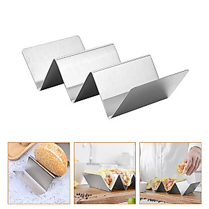 Cabilock Taco Stand 4 Pcs Stainless Steel Burrito Stand Tortillas Corn Mexican Pancake Stand Mexican Pancake Rack Stainless Steel Home Taco Holder Home Household Pancakes