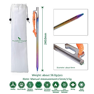 Boundless Voyage 6pcs Titanium Alloy Tent Pegs Outdoor Camping Awning Tent Stakes Lightweight Tent Nail 24CM-Ti4013P