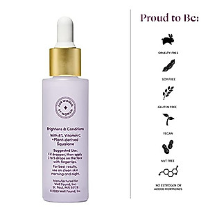 Womaness Fountain of Glow Vitamin C Face Serum - Menopause Support Brightening Serum for Improving Dull & Uneven Skin Tone - Super Antioxidant Serum of 8% Vitamin C + Plant Derived Squalane Oil (50ml)