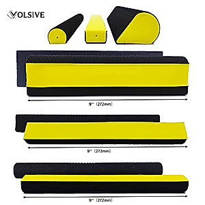 VOLSIVE 7pcs Hand Sanding Block Set, Rectangle Handheld Sanding Pad, Hook and Loop Interchangeable Assorted Shapes, for Sanding or Polishing in Auto Body and Paint Shops - Yellow