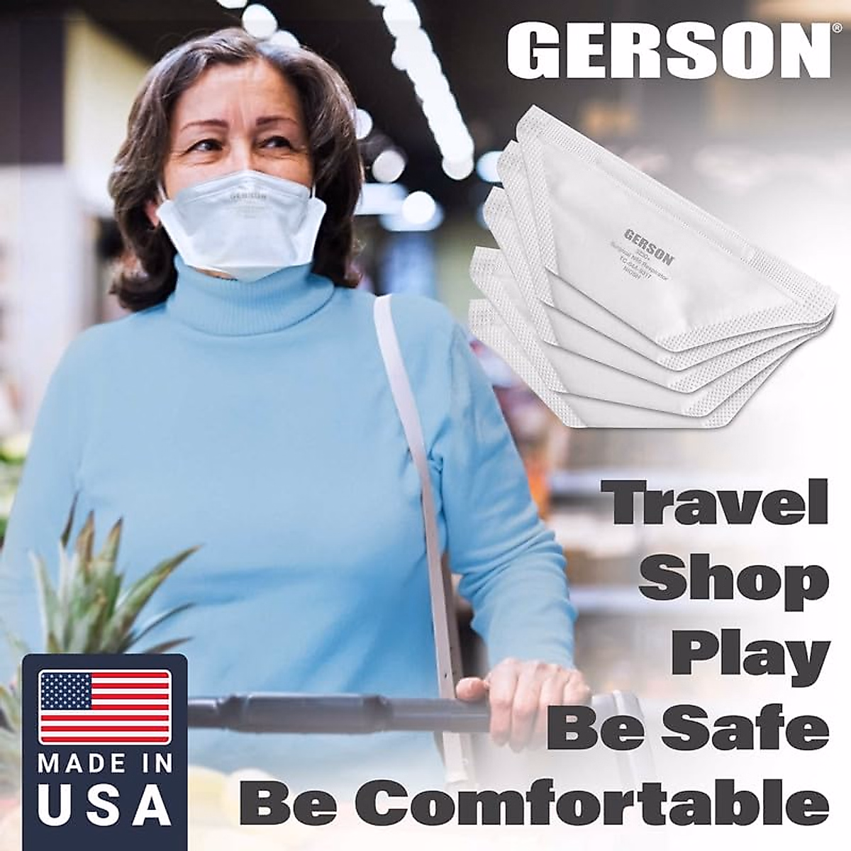 GERSON 3230 Face Mask - NIOSH Respirator Masks for Adults, 50 Respirators/Box (White)