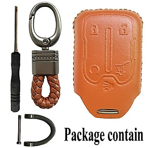 Alegender 5Btn Leather Cover Case Fob Holder Bag Remote Keyless Jacket for GMC Acadia Terrain Yukon Chevy Suburban Tahoe HYQ1AA 13584502 1551A-AA Brown