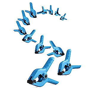 FASTORS 4.5 Inch Spring Clamps for Woodworking,12-PACK Backdrop Clips,Clamps for Pool Cover, Crafts,Photography Studio and Muslin Backdrop, Clamps Heavy Duty（BLUE）