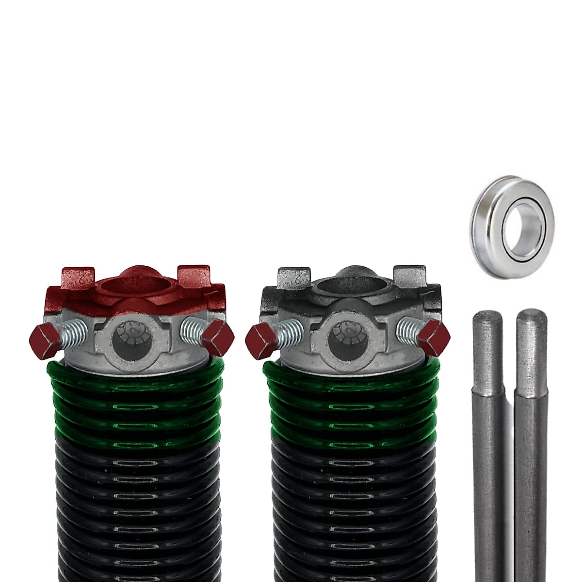 Garage Door Torsion Springs (243 x 1.75 x 35) | 1" Steel Bearing + Winding Bars | Left and Right Hand Wound Replacement (Pair)