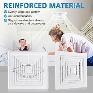 97011723 Bathroom Ceiling Fan Grille with Springs Replacement Parts for Square Ceiling or Wall-Mount Exhaust Fan Fits Models 663,670,671,675,688,689 Ventilation Fan - Plastic Cover White