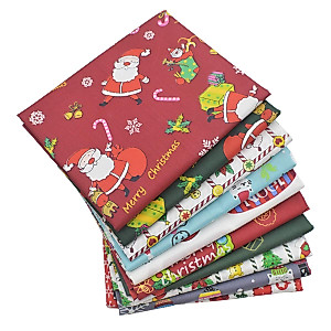 iNee Christmas Fat Quarters Fabric Bundles, 100% Cotton Quilting Sewing Fabric, 18 x22 inches