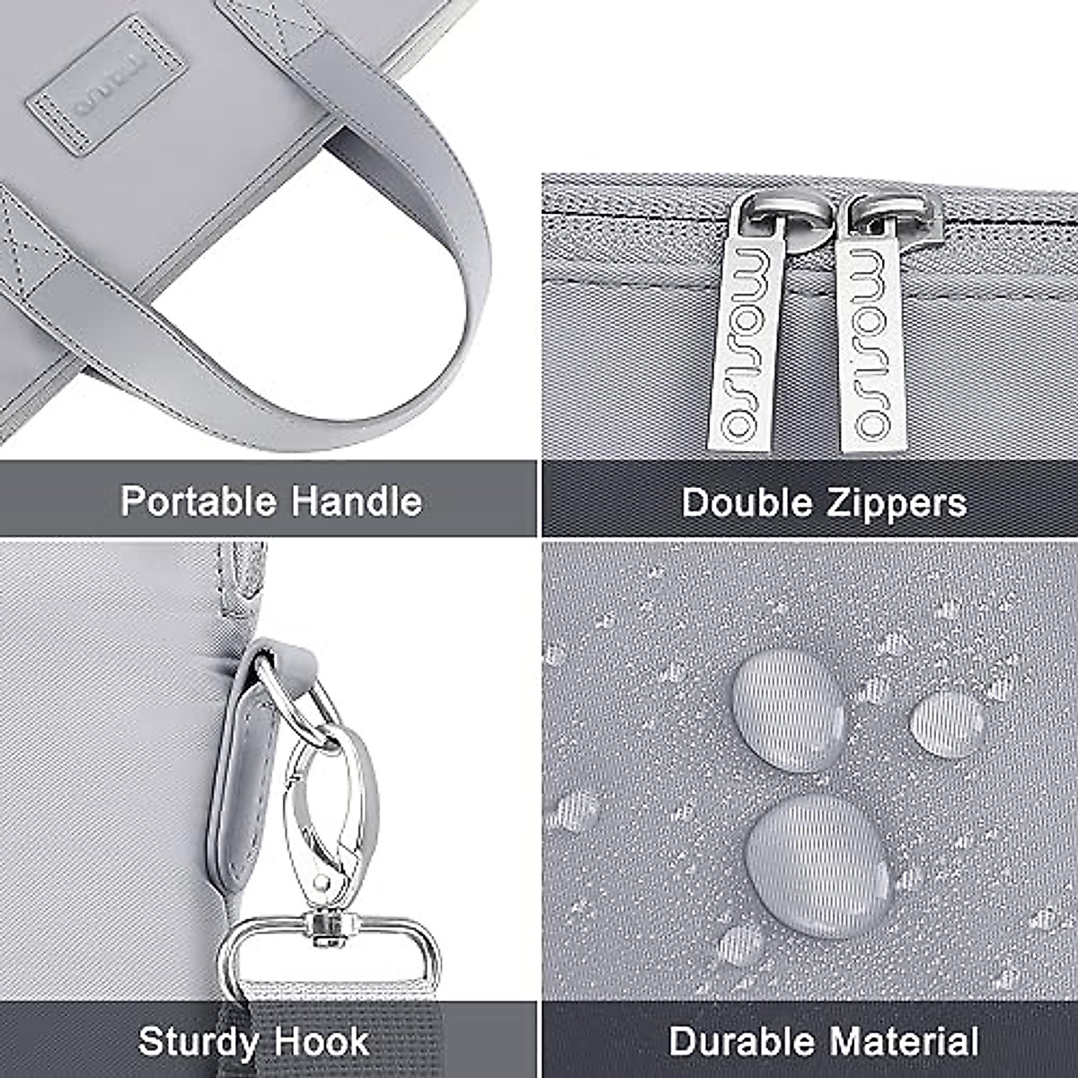 MOSISO Laptop Bag for Women, 15.6 inch Computer Bag Compatible with MacBook Pro 16 inch, HP, Dell, Lenovo, Asus, Razer Notebook, Laptop Shoulder Briefcase with Strap and Silk Scarf, Grey