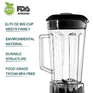 Countertop Blender Professional Commercial Mixer Blender 70oz with 2200 Watt Base，Total Crushing Technology for Smoothies, Ice and Frozen Fruit (Black)