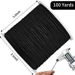 TONIFUL 1mm x 100 Yards Black Nylon Cord Satin String for Bracelet Jewelry Making Rattail Macrame Waxed Trim Cord Necklace Bulk Beading Thread Kumihimo Chinese Knot Craft