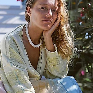 XIMEO Puka Shell Choker Necklace for Women Handmade Hawaiian Seashell Beach Necklace Trendy Chip Summer Surfer Necklace Jewelry