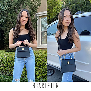 Scarleton Gold Top Handle Satchel Purses for Women, Handbags for Women, Crossbody Bags for Women, Shoulder Bag Purse Mini, H208401 - Black