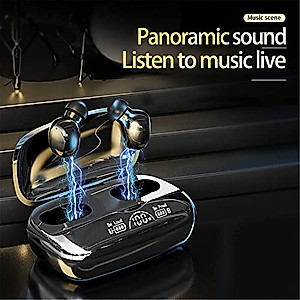 Wireless Earbuds,Bluetooth 5.2 Powerful Bass True Wireless Earphones,IPX6 Waterproof Touch Control HiFi Stereo Sound In Ear CVC8.0 Tech Noise Reduction Headphones with Mic,One-Step Pairing,LED Display