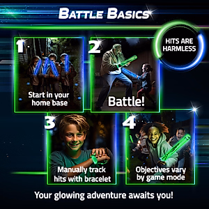 Glow Battle - Family Pack: A Thrilling, Glowing Sword Game | 2-8 Players, Age 8+ | Unique Family Games for Kids and Adults Idea | Outdoor Toys for Kids 8-12+ | Glow Games for Kids 8-12+