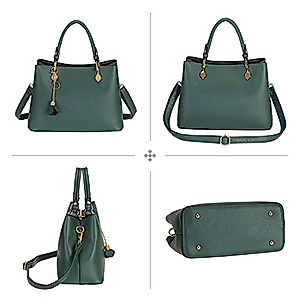 Green Top Handle Handbags for Women Soft Vegan Leather Satchel Tote Bag Shoulder Purses Medium
