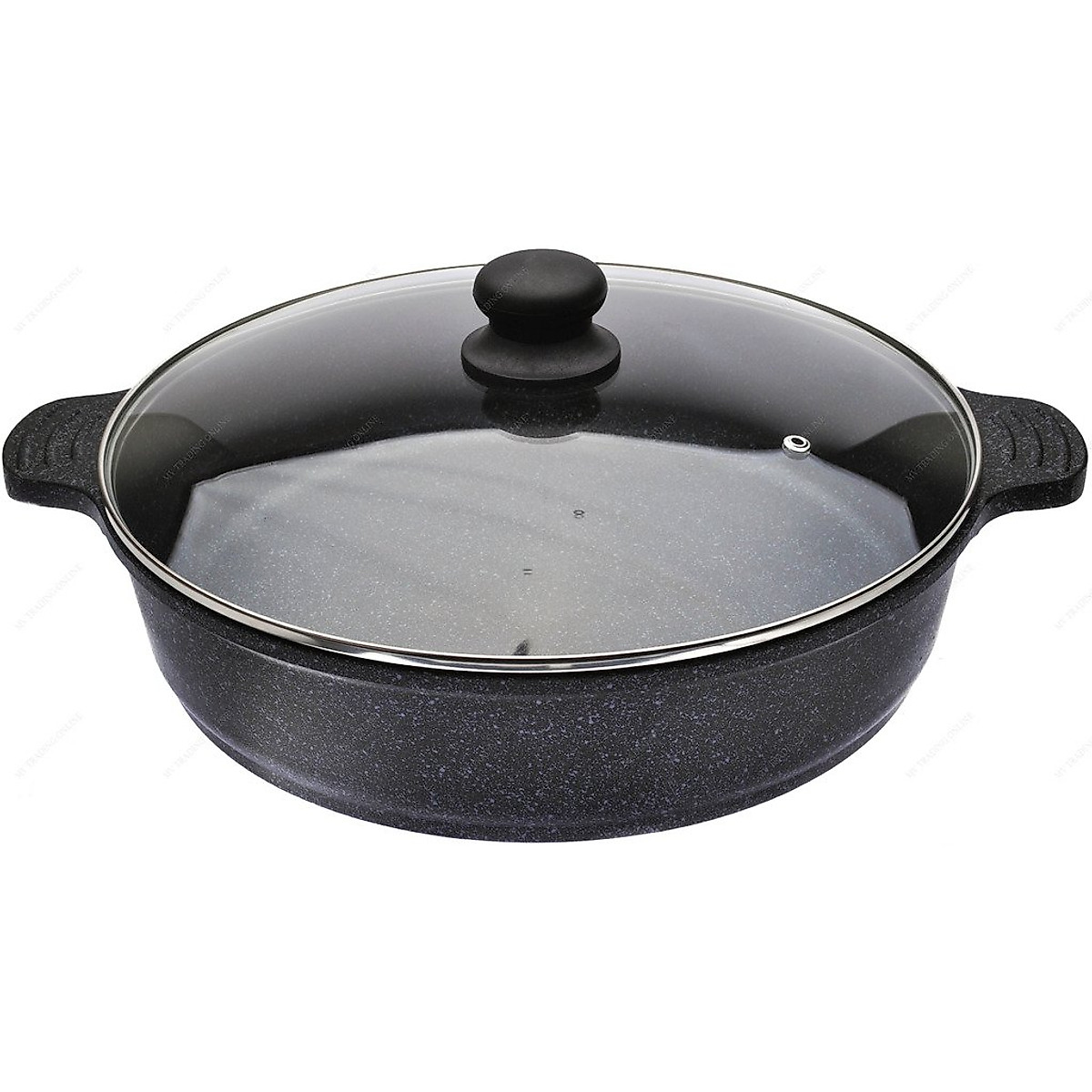 KW QPW32L Ceramic Marble Coated Cast Aluminium Frying Pan, 12½-Inches