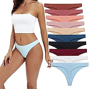 SweetSnow Plus Size Thongs for Women Underwear Seamless XXL Thong Panties No Show Multicolor 10-Pack
