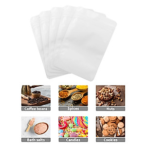 100 Pack Resealable Stand Up Bags,4.7" x 7.9" Smell Proof Pouch Sealable Foil Pouch Bags for Packaging (White)