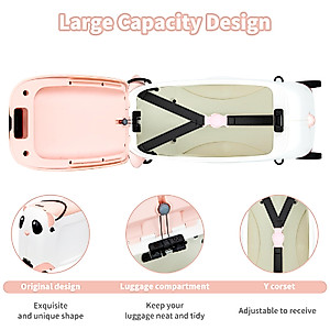 LemoHome Ride on Suitcase for Kids,21" Tow-Along Kids Luggage,Carry-On Cute Bag with Wheels,Airplane Toddler Suitcase,Hard Shell Travel Luggage For Girls Boys (Pink)