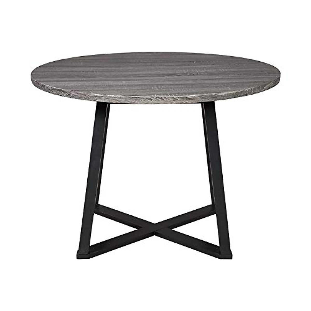 Signature Design by Ashley Centiar Mid Century Round Dining Room Table, Gray & Black & Centiar Mid Century Dining Room Bucket Chair, Set of 2, Black