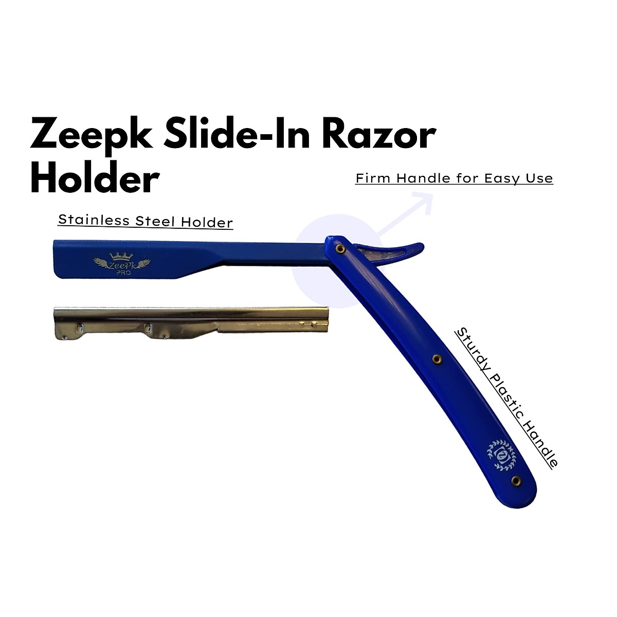 Barbero Cuchilla Barber Razor Navaja Straight Clean Shave Free Blades Salon Shaving Classic Stainless Steel (Blue Razor Holder)