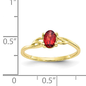 IceCarats 10K Yellow Gold Red Garnet Ring Gemstone Band January Birthstone Jewelry Size 7