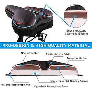 Gel Bike Seat Cover Soft Bicycle Saddle Pad Breathable Cushion Cover Gel Seat for Mountain Road Bike Exercise Bike Outdoor Cycling Yellow (Color-red)