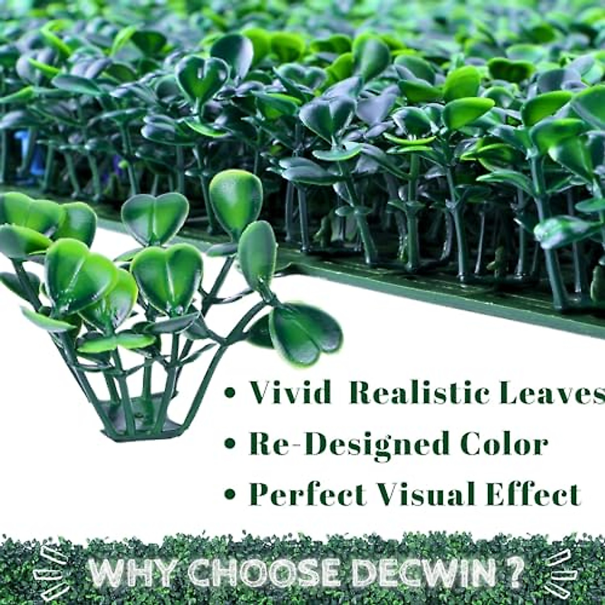 Decwin Artificial Hedges 20"x 20" (12PCS) Grass Wall Panels with UV Protection, Great Privacy Fence,Indooor and Outdoor Green Wall for Decor, Suitable for Event Photo Backdrop