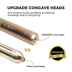 Pen Light, RISEMART Reusable LED Medical Penlight for Nurse Students Doctors with Pupil Gauge, Extra Warm Light Bulb, Pocket Clip and Batteries Included