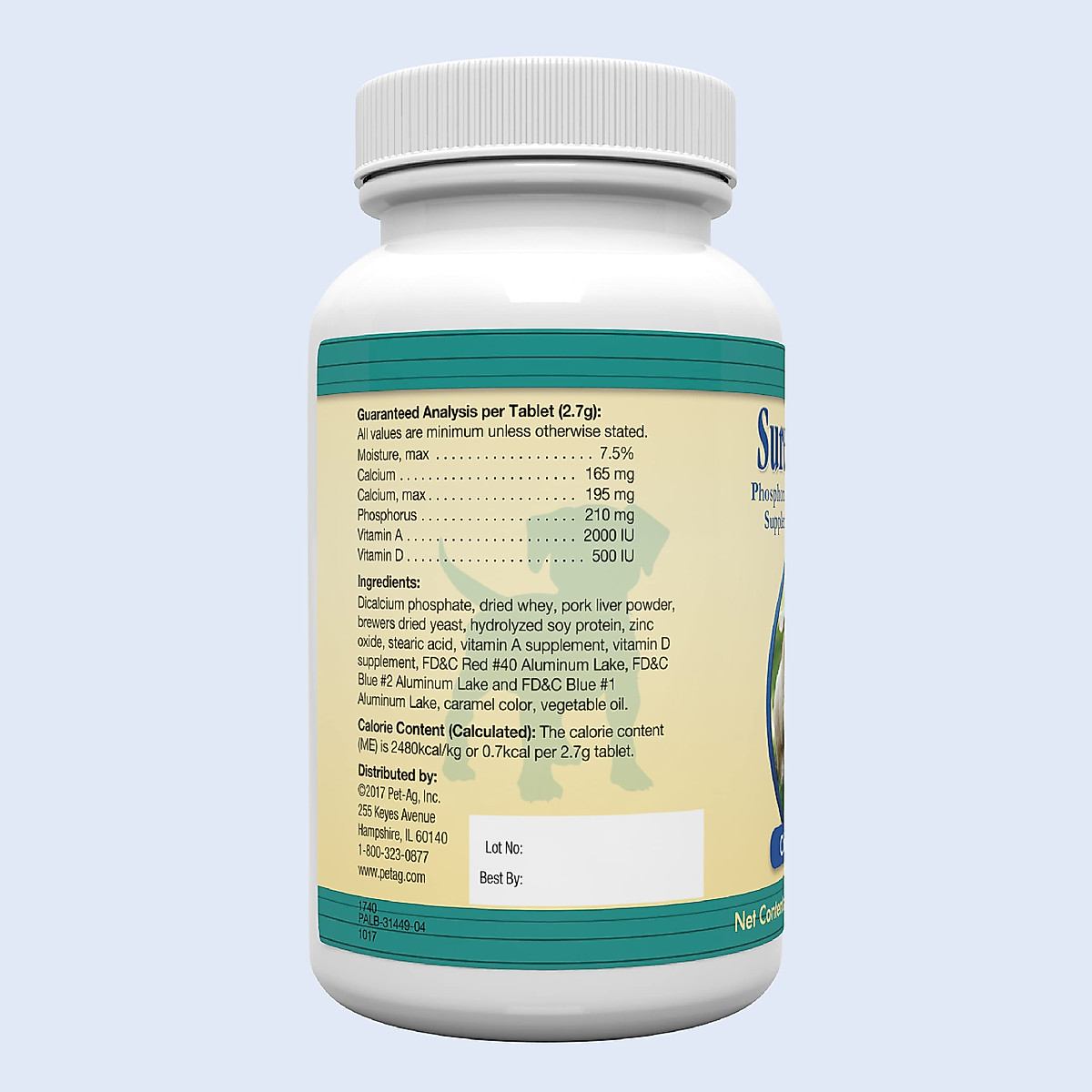 PetAg Sure Grow 100 - Puppy Vitamins - Calcium & Phosphorus Supplement for Dogs - 100 Tablets