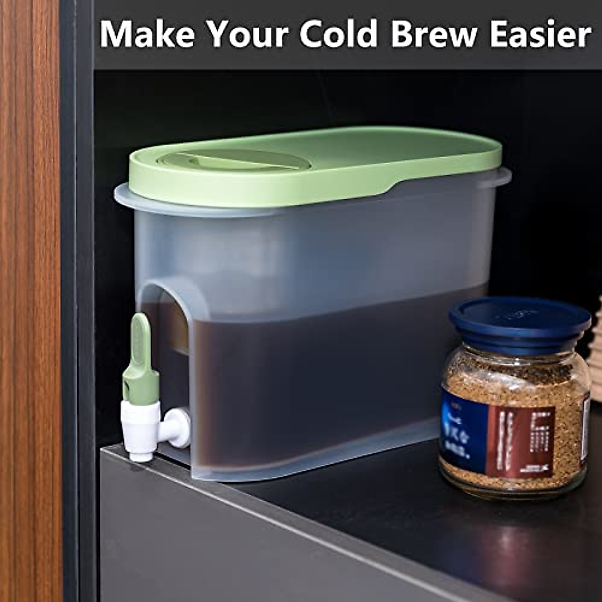 PARBEE 1 Gallon Cold Brew Coffee Maker, Iced Coffee Maker with Ultra Fine Stainless Steel Mesh Filter and Spigot, Cold Brew Pitcher & Tea Infuser, Lemonade Drink Dispenser with Infuser