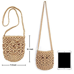 Ayliss Women Handwoven Crossbody Bag Summer Beach Woven Handmade Clutch Purse Weaving Casual shoulder Handbag(Light Brown)