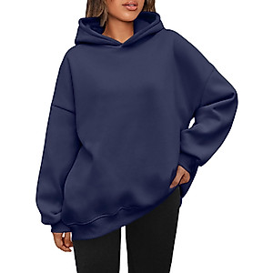 AUTOMET Womens Oversized Hoodies Fleece Sweatshirts Hooded Pullover 2024 Fashion Fall Clothes Trendy Outfits Winter Sweater Navyblue