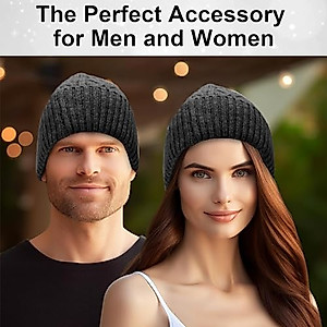 XXL Oversized 100% Merino Wool Beanie Hat for Men & Women, Extra Large Warm Winter Cap for Big Heads, Stretchy Knitted Cap