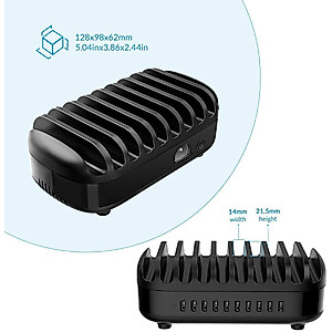 ORICO 120W 10 Port Charging Station for Multiple Devices 10 Ports Smart USB Charging Docking Organizer with Cooling Fan Compatible for iPhone, iPads, Samsung, Android Phone and Tablets