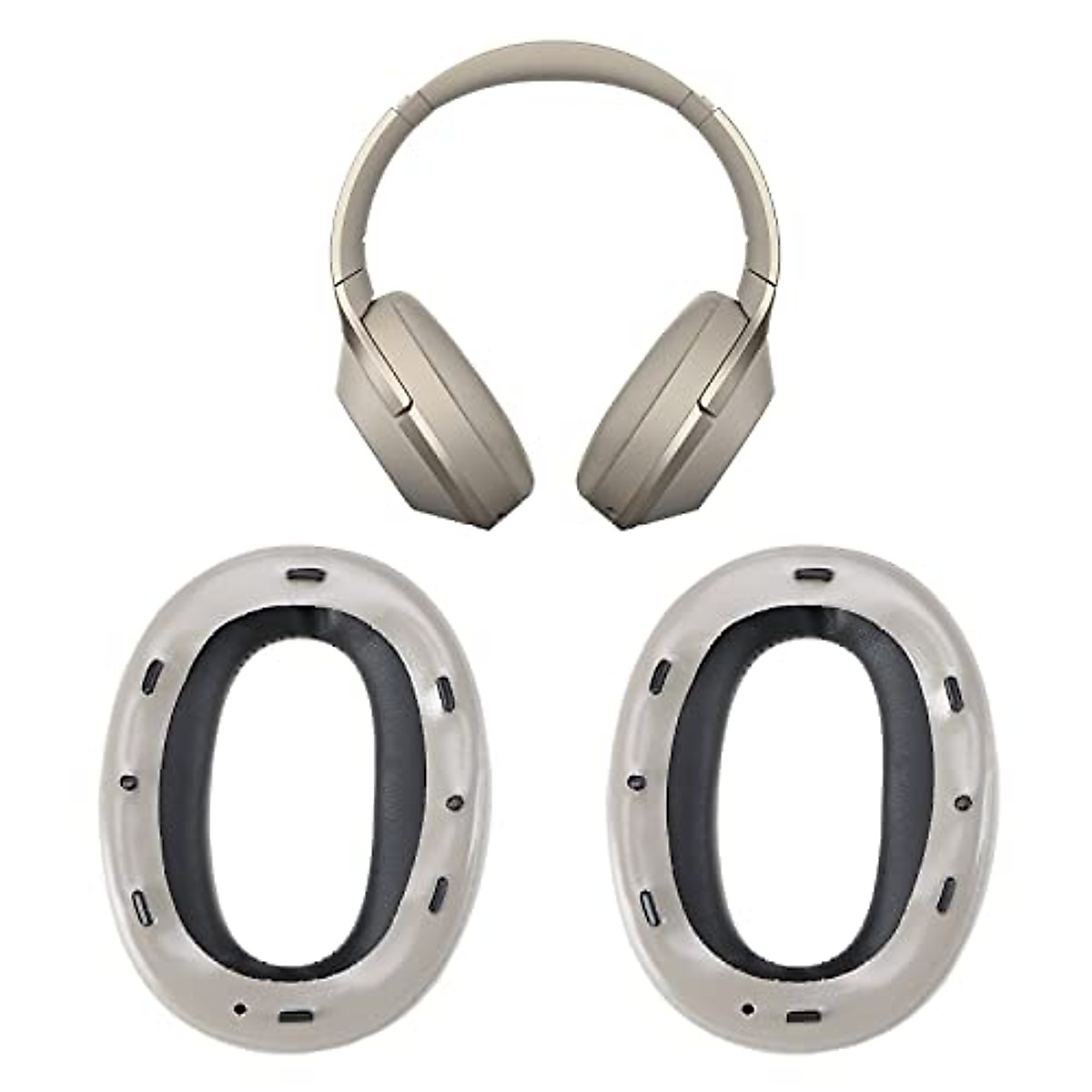 1 Pair Ear Pads Replacement Compatible with Sony WH-1000XM2 MDR-1000X Headphone Protein Leather Foam Ear Cushion Earphone Accessories Grey