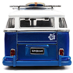 Jada Toys Disney Lilo & Stitch 1:24 Volkswagen T1 Bus Die-cast Car with Stitch Figure, Toys for Kids and Adults, Blue