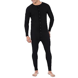 Fruit of the Loom Men's Premium Thermal Union Suit, Black, X-Large