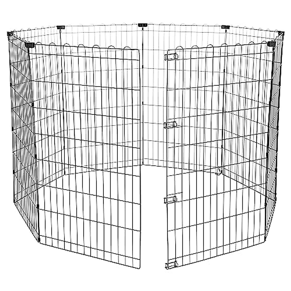 Amazon Basics Foldable Octagonal Metal Exercise Pet Play Pen for Dogs, Fence Pen, No Door, Large, 60 x 60 x 42 Inches, Black