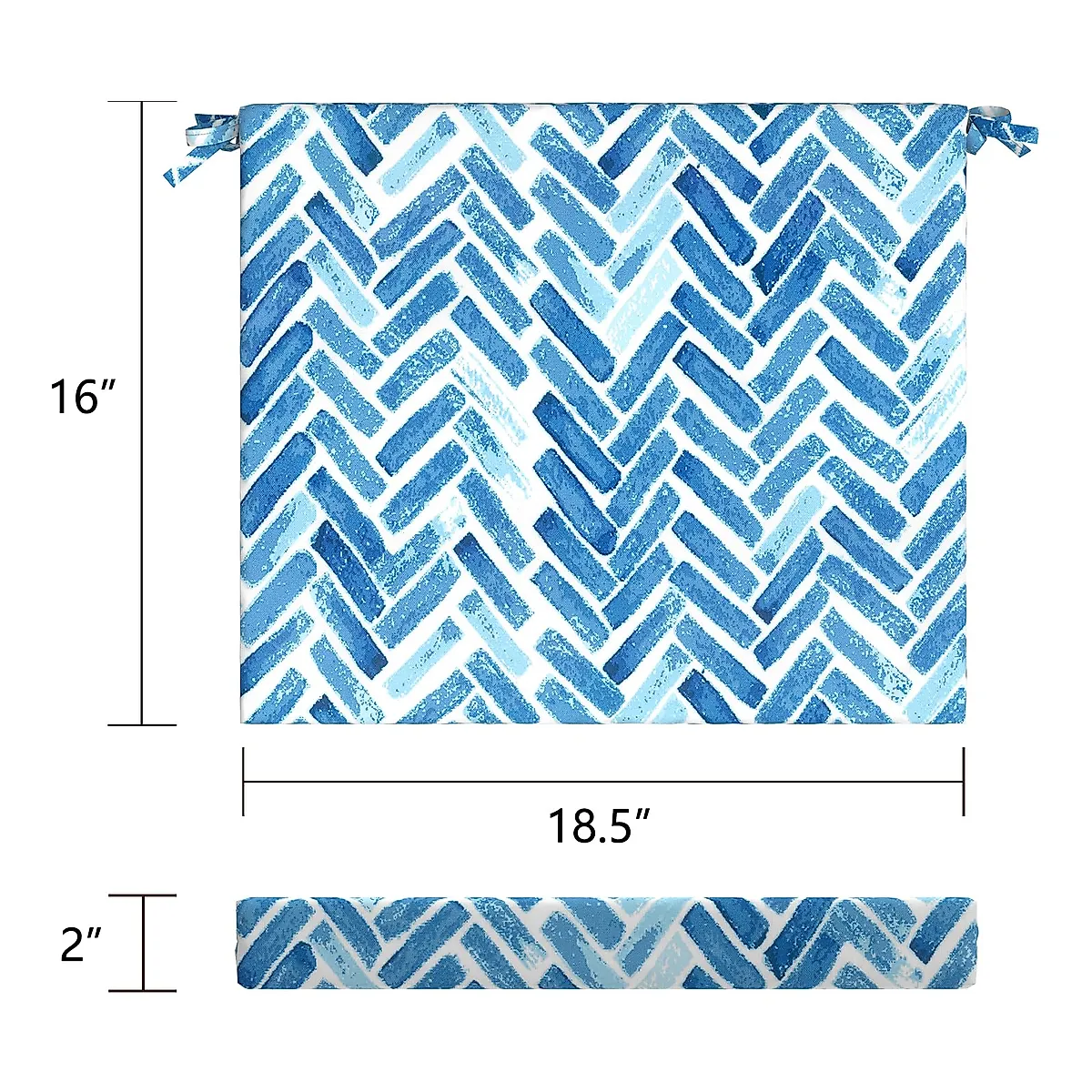 LVTXIII Outdoor Chair Cushions, Fade-Resistant Patio Furniture Cushions Outdoor Square Corner Chair Pads with Ties for Dining Chairs and Garden Furniture Decoration, 18.5"x16"x2" Set of 4, Blue Bricks