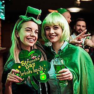 SICOHOME St. Patrick's Day Decoration,9.5"x 10" Happy St. Patrick's Day Door Sign,Shamrock Shaped Hanging Sign for Party Supplies Home Window Wall Farmhouse Indoor Outdoor Decor