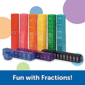 Learning Resources Fraction Tower Equivalency Cubes - 51 Pieces, Ages 6+ Math Learning Toys for Kids, Math Classroom and Homeschool Accessories, Fractions Learning for Kids,Back to School Supplies