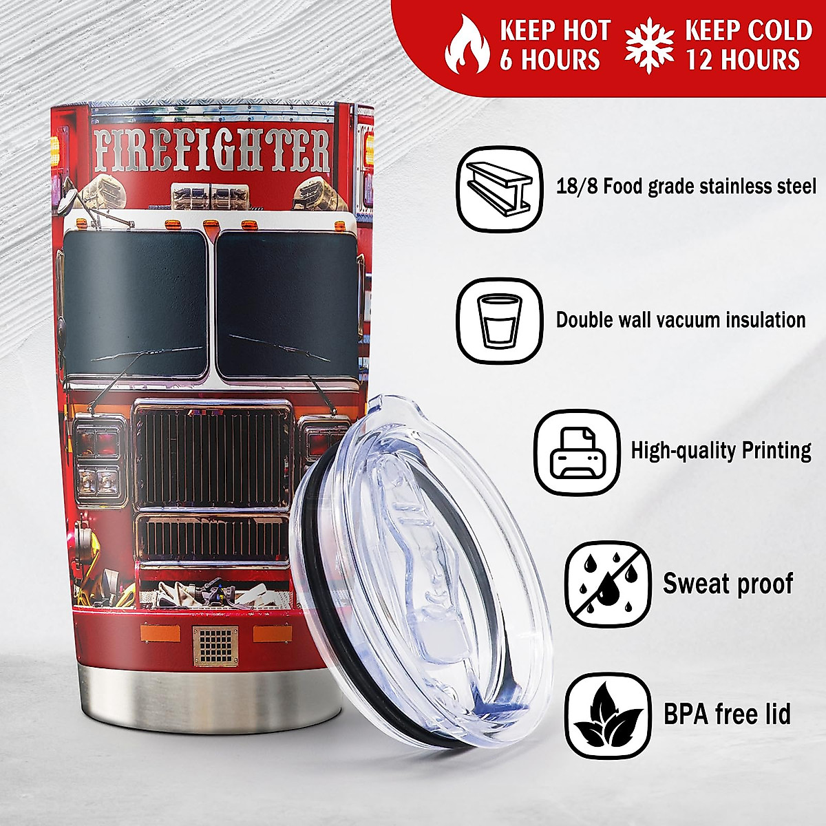 Qatdey Firefighter Gifts Tumbler 20oz, Firefighter Fireman Gifts for Men/Women, EMS Week/EMT Present for Fire Department/First Responder