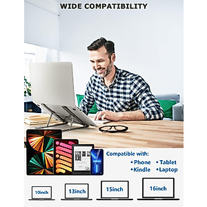 PHOCAR Portable Laptop Stand, Adjustable Tablet Notebook Stand for iPad, MacBook Pro, Laptop Desk Riser Foldable Notebook Cooling Stand for MacBook, Dell, Asus, Lenovo