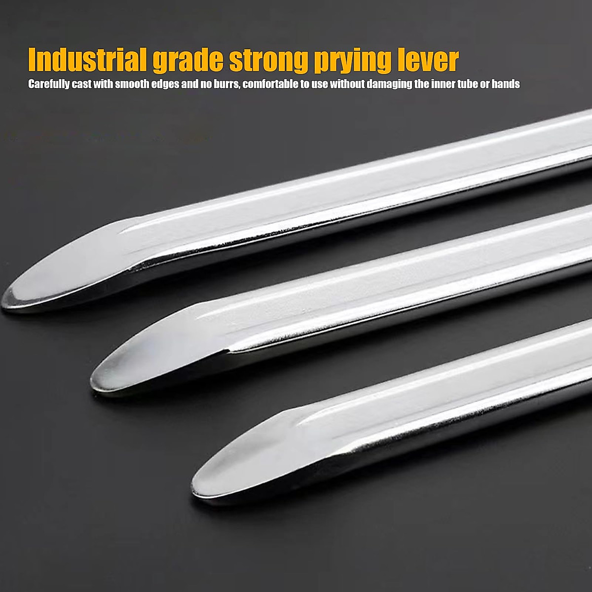 GKmow 3 PCS Car Tire Iron Kit, Tire Scoop Spoons Crowbar Lever, Rim Protectors Kit, Universal Tire Repair Maintenance Tools for Most Cars Motorcycles (Silver)