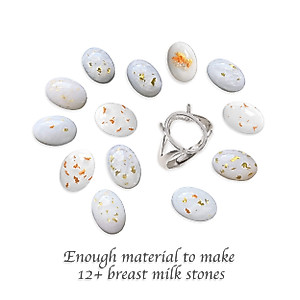 Milky Treasures Oval Ring DIY Breastmilk Jewelry Making Kit | Adjustable Size 6 to 10 | Breastfeeding Keepsake | New Mom Gifts | 925 Sterling Silver | Baby Registry | Mother's Day [Full KIT]