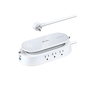 Anker 647 Charging Station (100W), 10-in-1 Power Strip with 6 AC, 1 USB-A, 1 USB-C, 2 Retractable USB C Cables (3ft), 5ft Extension Cord,Power Delivery for Conference Rooms, Desktop Accessory